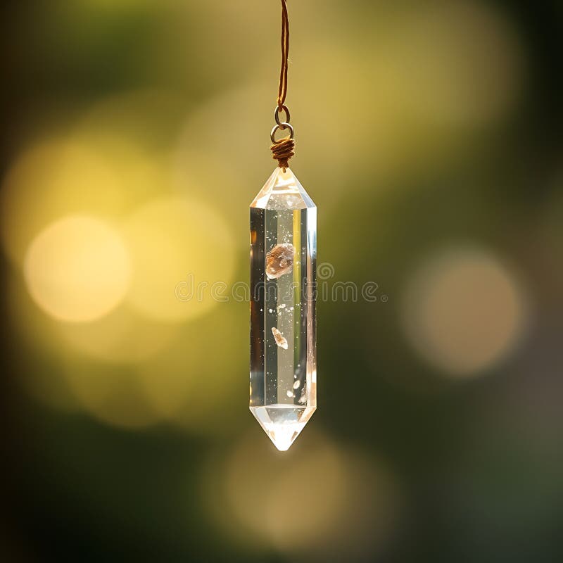 A Crystal Pendulum Hanging in Mid Air, Surrounded by Soft Glowing Light ...