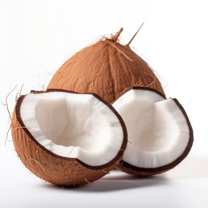 Fresh Coconut Shell Cut in Half Stock Illustration - Illustration of ...