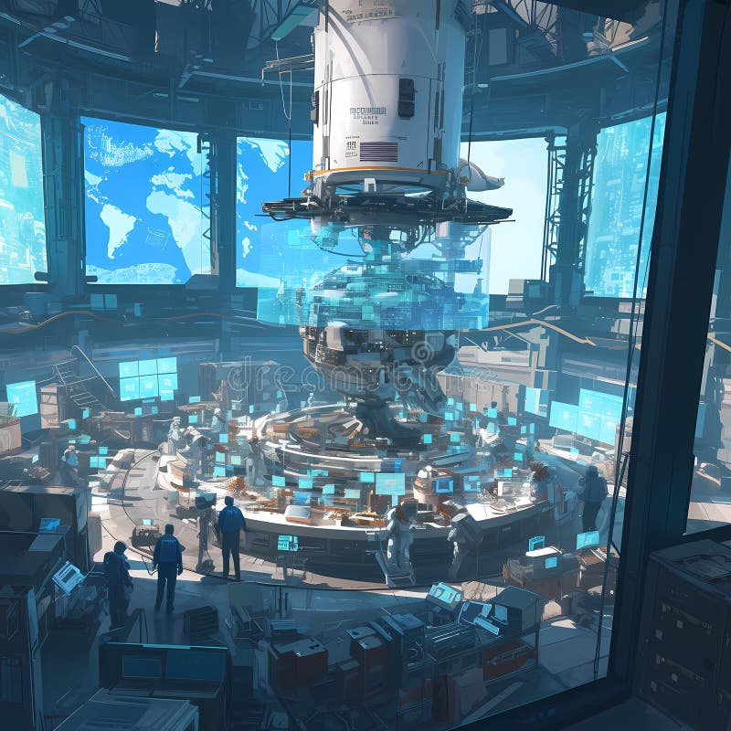 High-tech Command Center stock illustration. Illustration of open ...