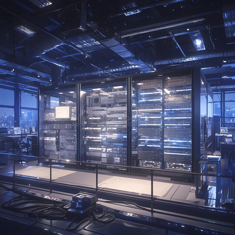 High-Tech Data Center stock illustration. Illustration of computers ...