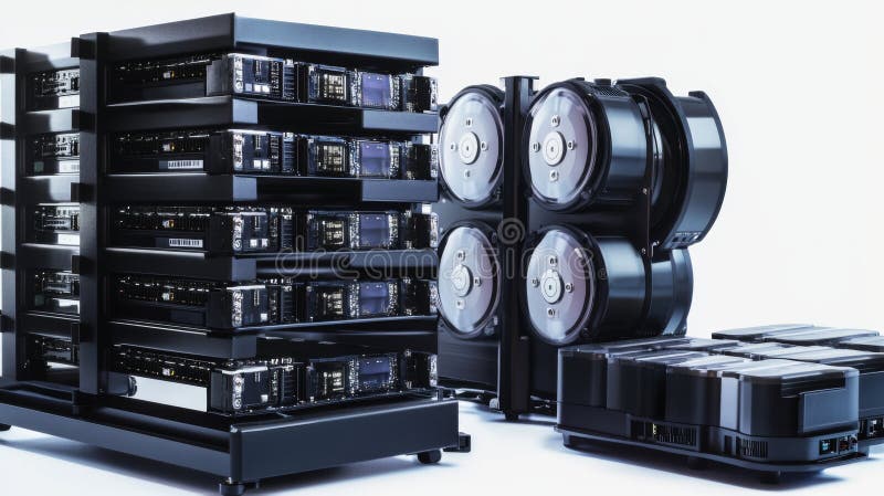 A Modern Data Center Featuring Advanced Storage Technology. Servers and ...