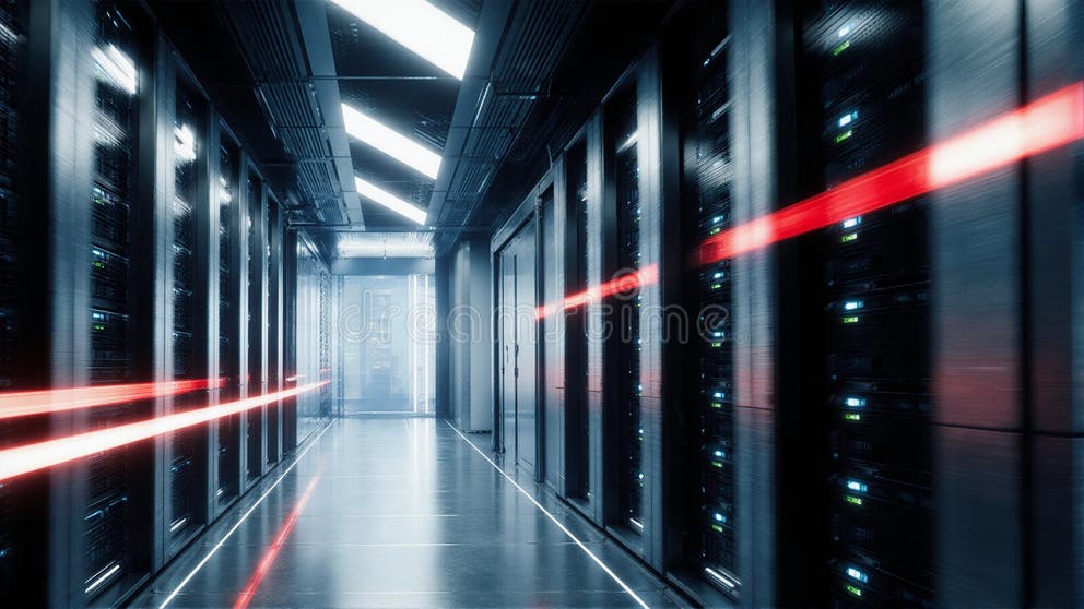 Future Tech: the Heart of Modern Data Centers Stock Illustration ...