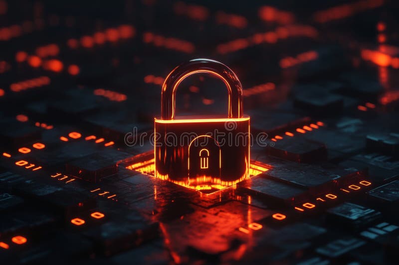 Futuristic Cybersecurity Lock Design Stock Illustration - Illustration ...