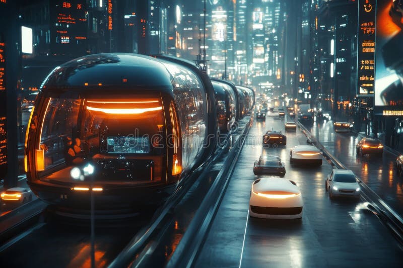 Futuristic Urban Transportation System Stock Illustration ...