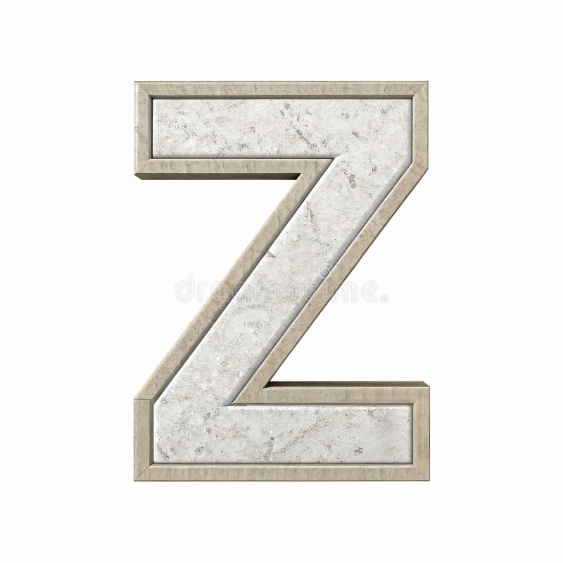 3D Concrete Letter Z with Decorative Frame for Modern Typography and ...