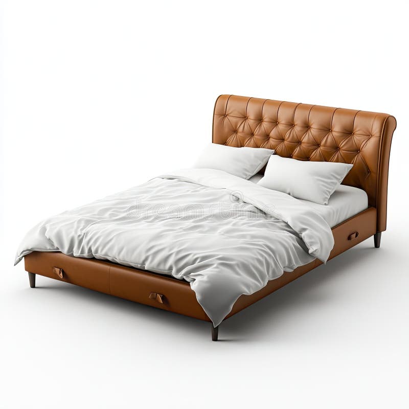 Brown Leather Bed Render stock illustration. Illustration of furniture ...