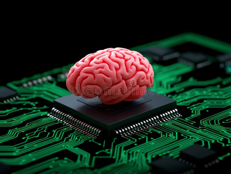 This Image Showcases a 3D Rendered Human Brain in a Digital Environment ...