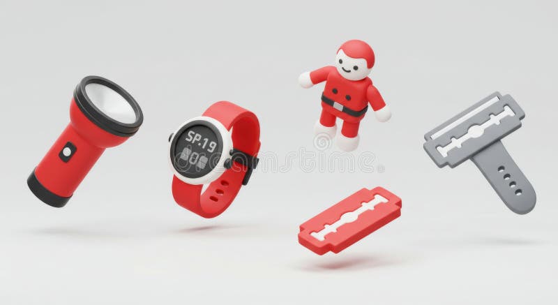 Red Objects in 3D Space stock illustration. Illustration of flashlight ...