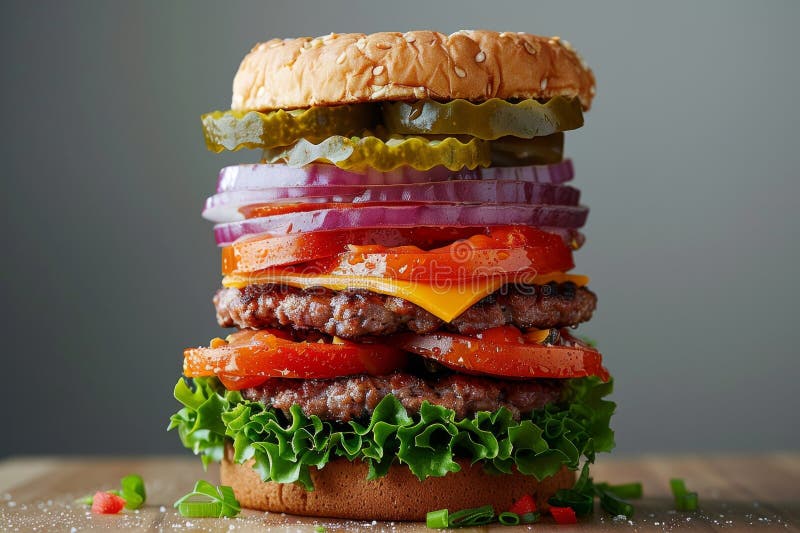 Delicious Deconstructed Hamburger with Fresh Ingredients on a Wooden ...