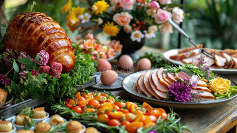 Garden Delight: Easter Brunch with Glazed Ham, Eggs, Salads, Appetizers ...