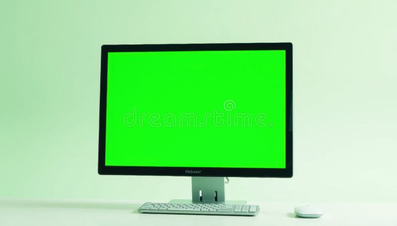 Green Screen Computer Setup Stock Illustration - Illustration of light ...