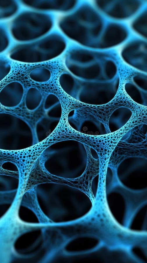 Intricate Blue Mesh Pattern Resembling a Microscopic Cellular Structure ...