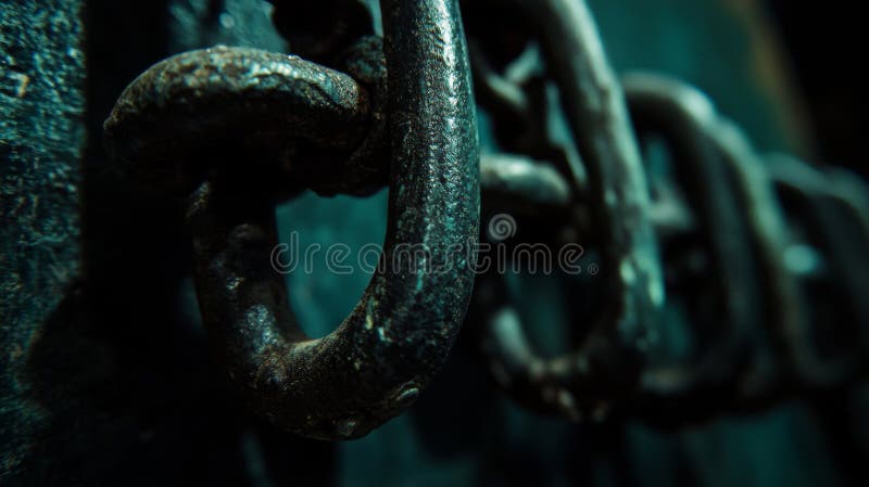 Close-up of Heavy Chains Glistening in Dim Light. these Chains ...