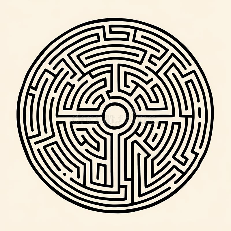 Circular Maze Design with Intricate Patterns on Light Background Stock ...