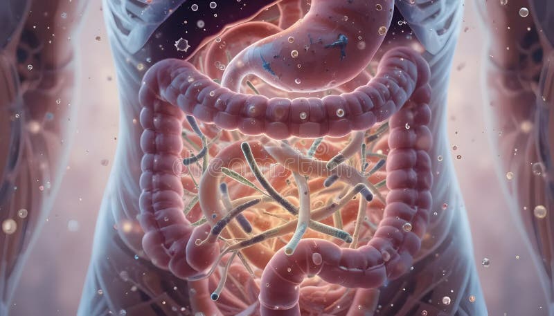 Gut Microbiome Visualization Stock Illustration - Illustration of probiotics, invertebrate ...