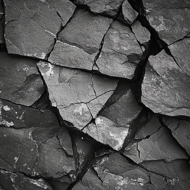 A Captivating Close-up of Cracked Black Stones. the Rough Texture and ...