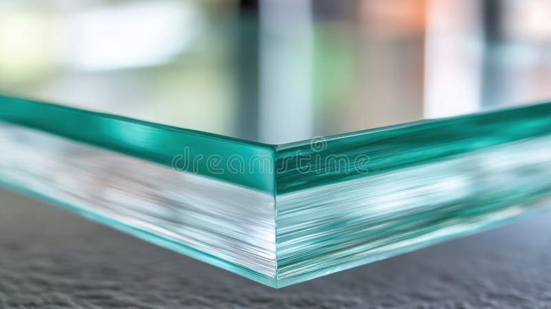 Close-up of a Sleek, Transparent Glass Edge with a Green Tint, AI Stock ...