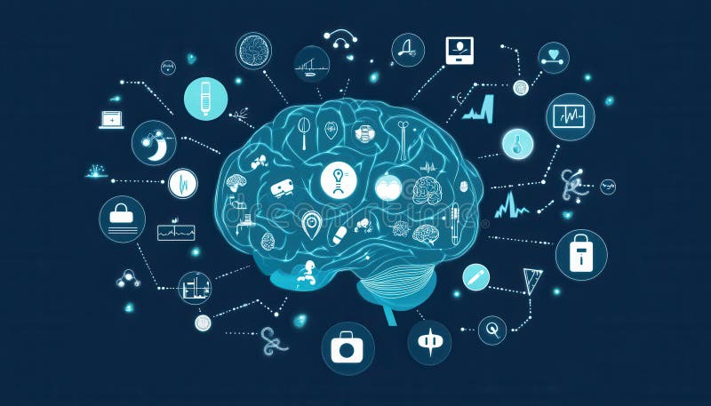 Digital Brain with Glowing Neural Networks and Lines Connecting in a ...