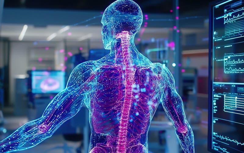 A Digital Representation of a Human Body Highlighting the Spine and ...