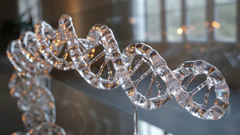 The Image Showcases a DNA Model Made of Transparent Material Resembling ...