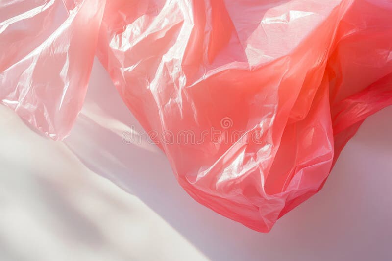 A Vibrant Coral Plastic Drape Creates an Abstract Feeling. the Smooth ...