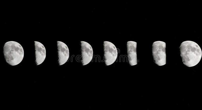 Lunar Phases Sequence stock illustration. Illustration of celestial ...
