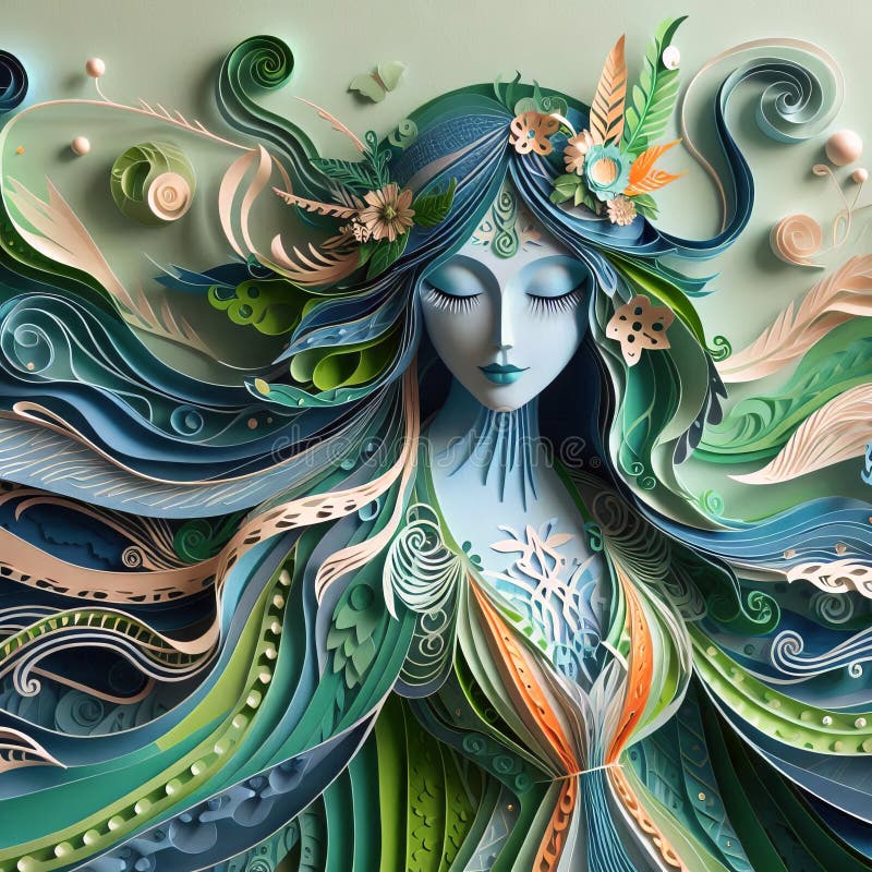 Intricate Paper Art with Flowing Patterns Stock Illustration ...