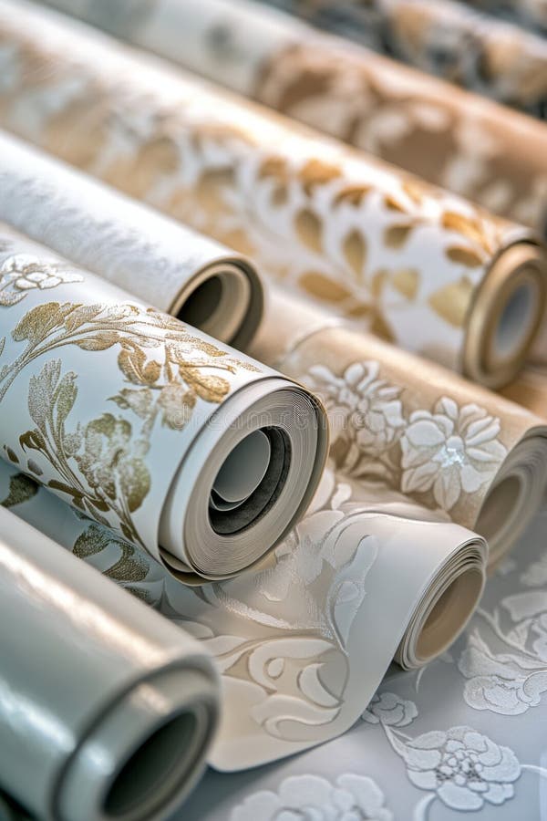 Artistic Display of Wallpaper Samples Stock Illustration - Illustration ...