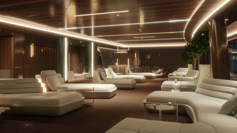 Elegant High-tech Lounge with Modern White Sofas and Dynamic Lighting ...
