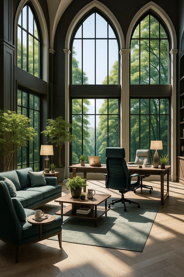 Soaring Ceiling To Floor Windows Stock Illustrations – 47 Soaring ...