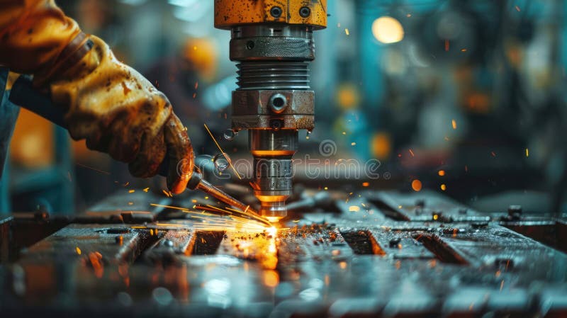 Expert Carpenter Using Precision Drill for Professional Woodworking ...