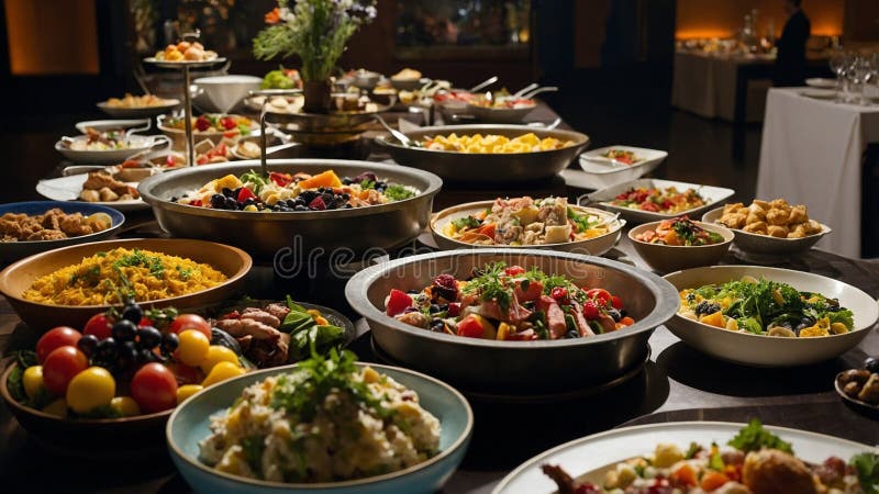A Lavish Buffet: a Feast for the Eyes Stock Illustration - Illustration ...
