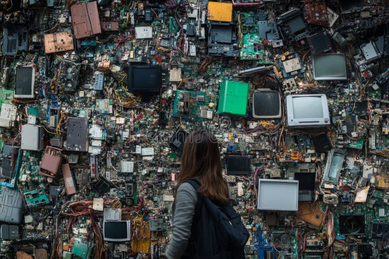 A Woman Stands in Awe before a Stunning Collage of Old Electronics ...