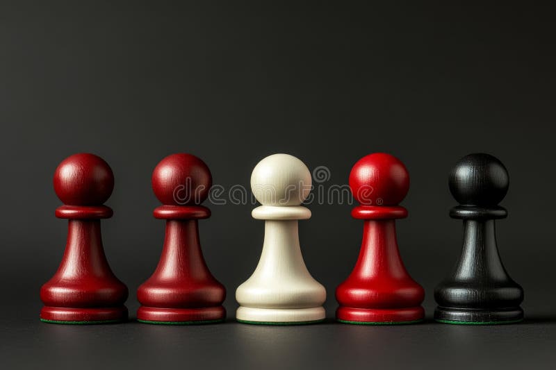 The Image Showcases Five Chess Pawns in Minimalist Style on a Plain ...