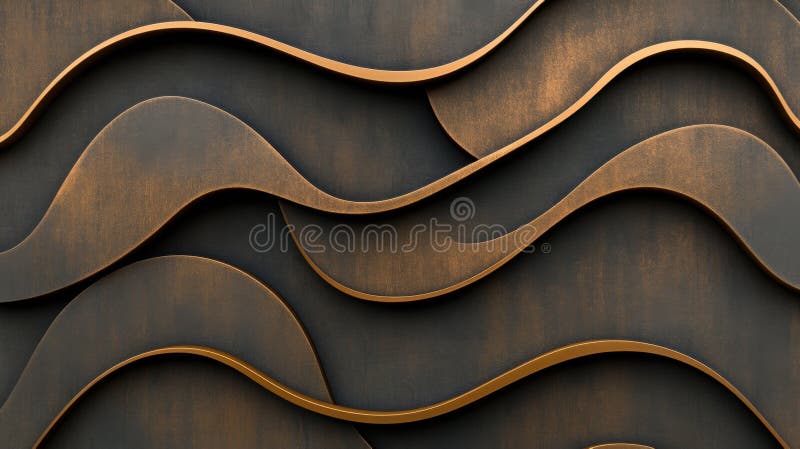Elegant Abstract Waves in Bronze and Dark Tones Create a Sophisticated ...