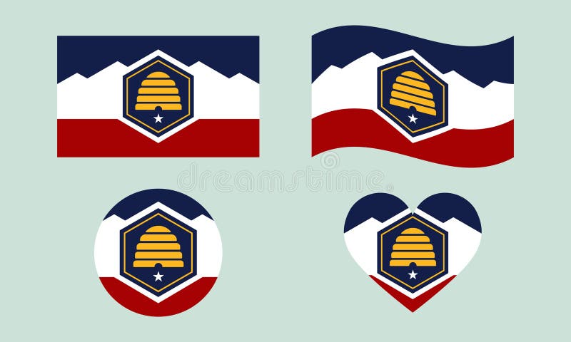Utah State Flag Variations Rectangular, Waving, Circle, and Heart ...