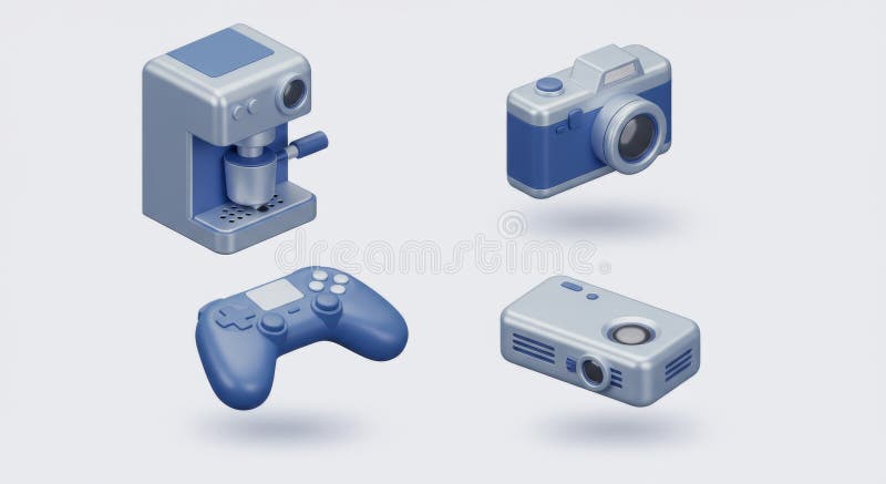 Stylish 3D Gadget Icons stock illustration. Illustration of assets ...