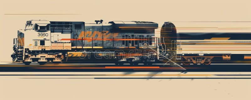 Dynamic Freight Train in Motion, Captured with a Modern Artistic Filter ...