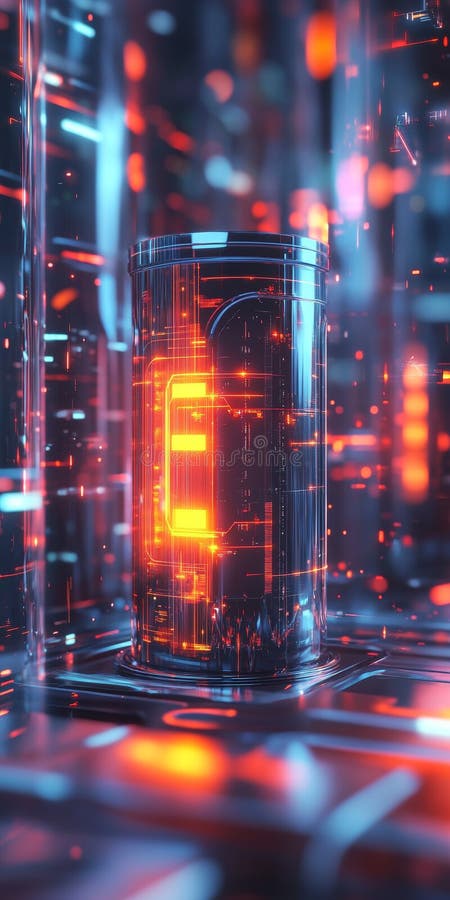Futuristic Battery Concept with Glowing Neon Elements in Technology ...