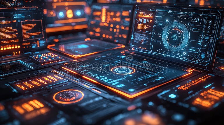 Futuristic Cybernetic Network Interface with Data Streams and Complex ...