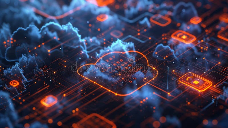 Futuristic Digital Cloud Technology with Glowing AI Elements ...