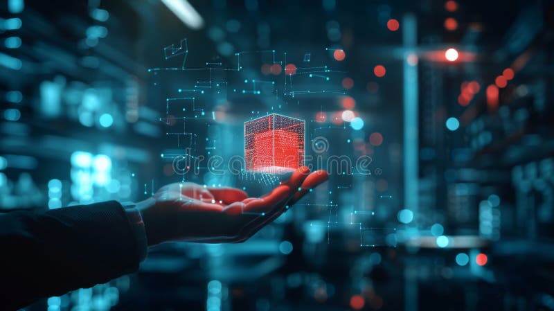 Futuristic Hand Interacting with Digital Screen Depicting Advanced ...