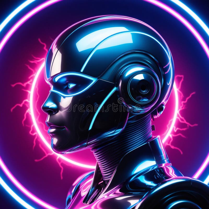 Futuristic High-Tech Robot Head Design - Sleek, Shiny, and Intricately ...