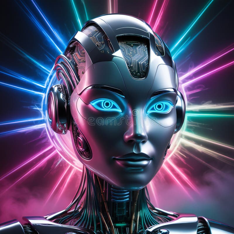 Futuristic High-Tech Robot Head Design - Sleek, Shiny, and Intricately ...