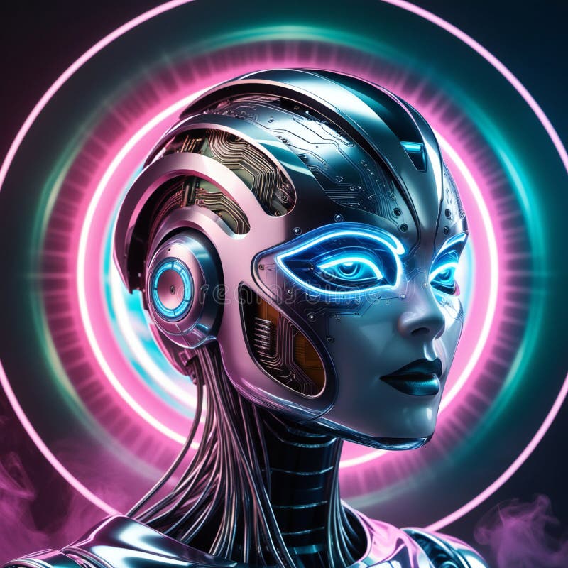 Futuristic High-Tech Robot Head Design - Sleek, Shiny, and Intricately ...