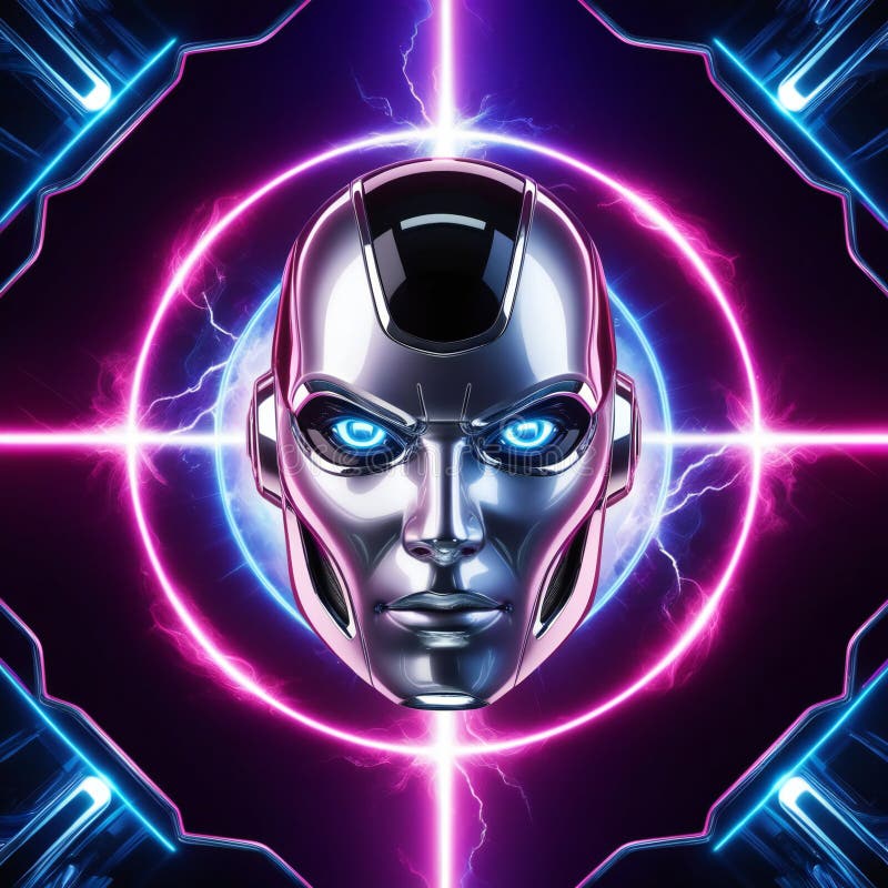 Futuristic High-Tech Robot Head Design - Sleek, Shiny, and Intricately ...