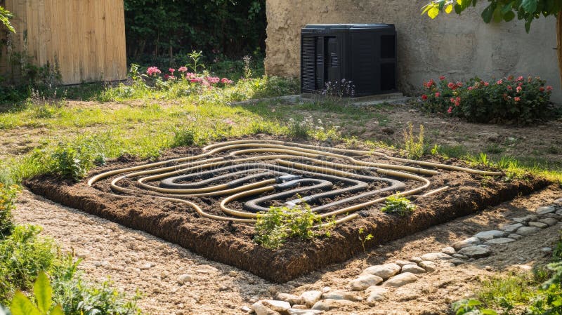 Underground Geothermal Loop System Efficient Ground Source Heat Pump ...