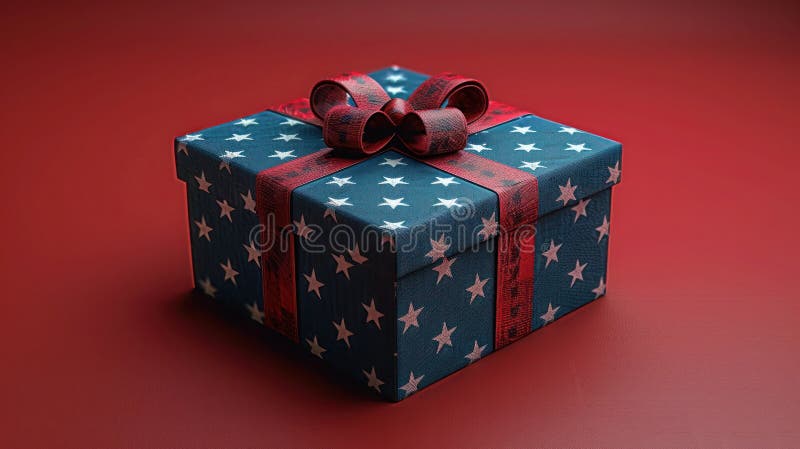 USA Flag Colored Gift Box Created by AI in Blue, Red, and White Stock ...
