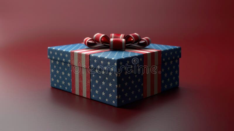 USA Flag Colored Gift Box Created by AI in Blue, Red, and White Stock ...
