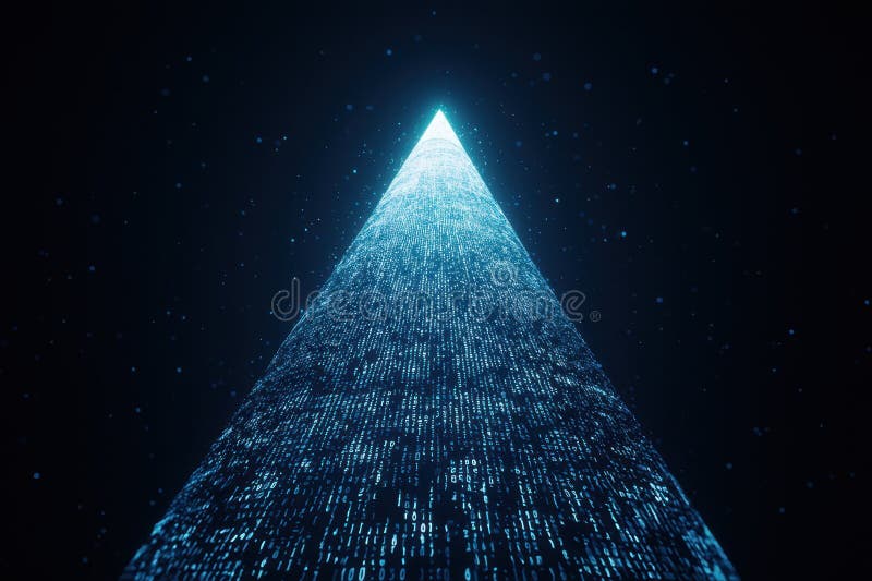 Glowing Data Trails with Perspective Shot of Abstract Digital Pyramid ...